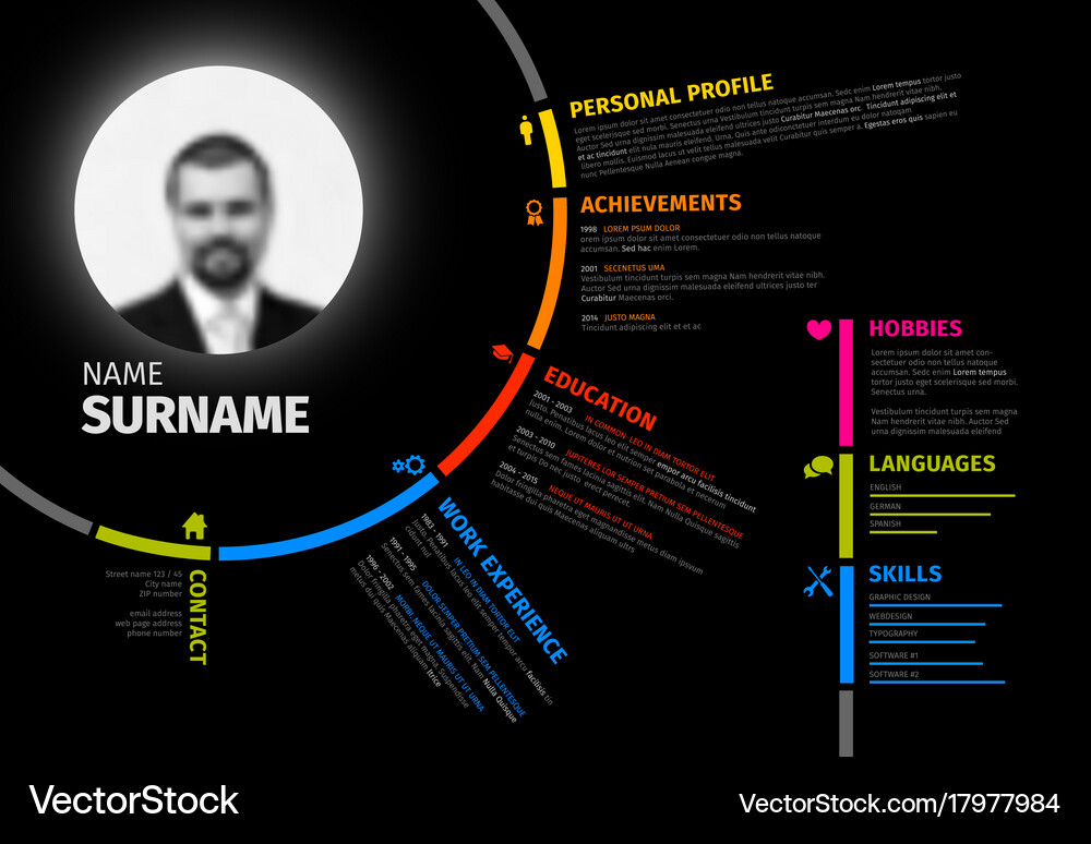 Minimalist Circular Resume Template Royalty Free Vector