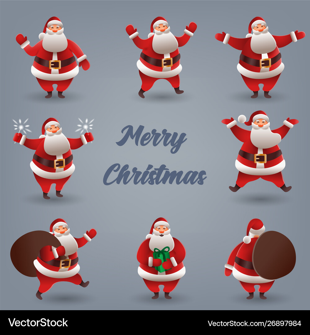 Santa claus christmas character set Royalty Free Vector
