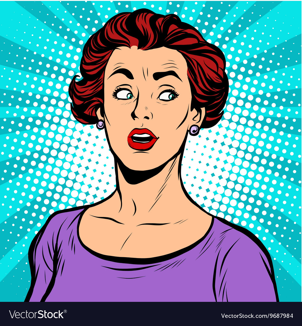 Surprised Pop Art Woman Looking Sideways Vector Image