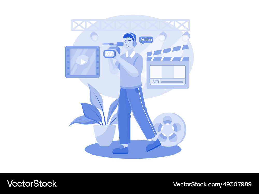 Camera operator framing visual stories Royalty Free Vector