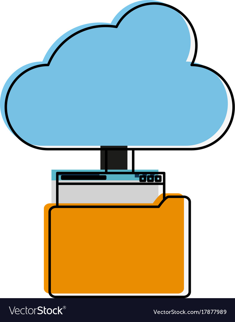 Cloud storage with file folder icon image Vector Image