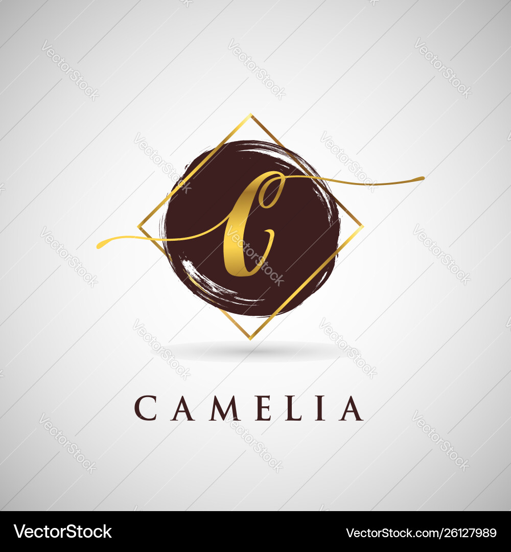 Simple elegance initial letter c gold logo type Vector Image