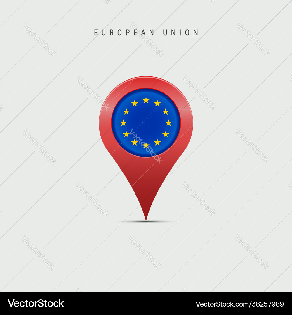 Teardrop map marker with flag european union Vector Image