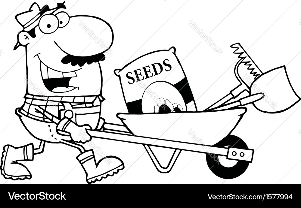 Farmer carrying tools cartoon Royalty Free Vector Image