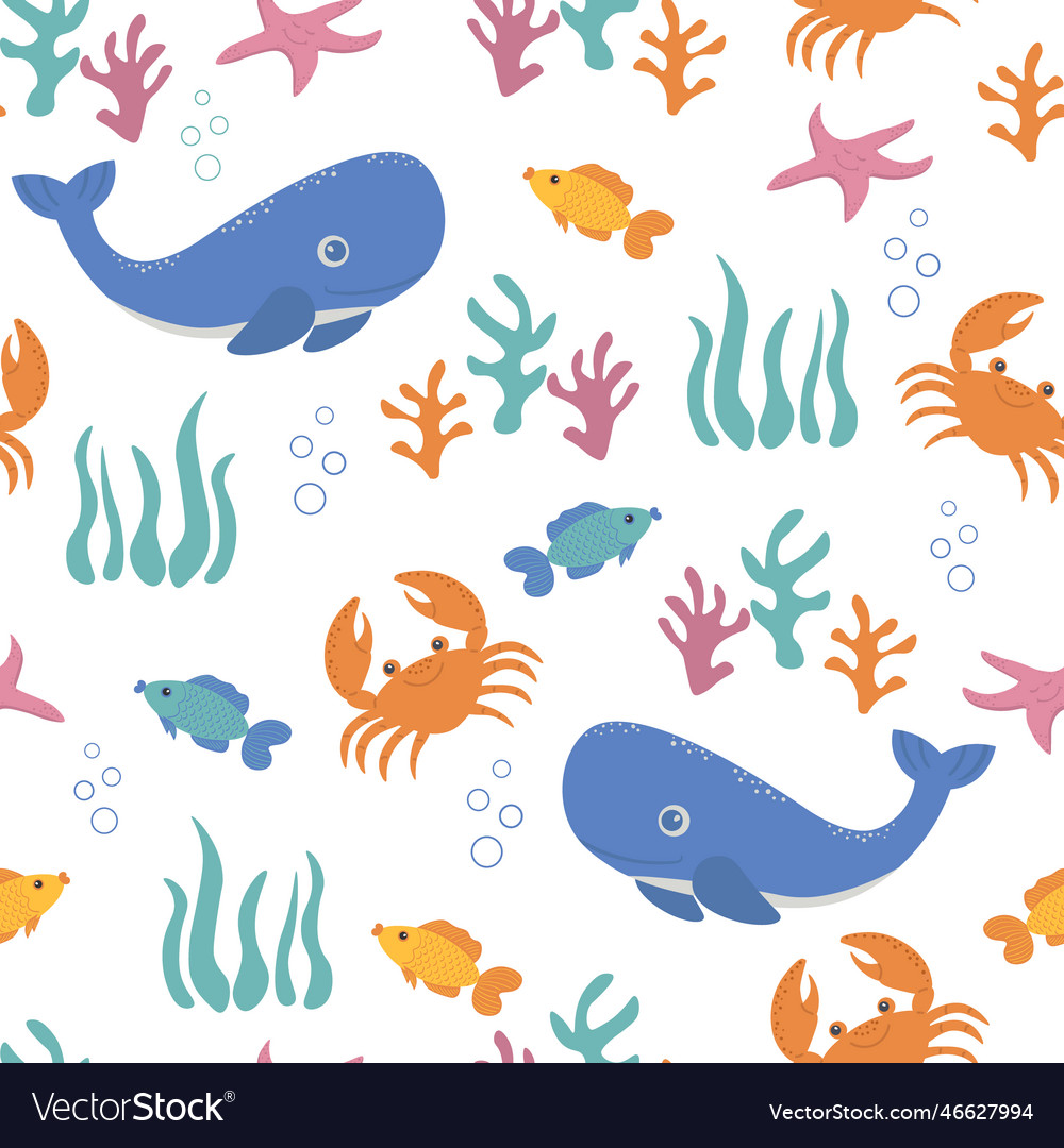 Seamless pattern with cute nautical elements Vector Image