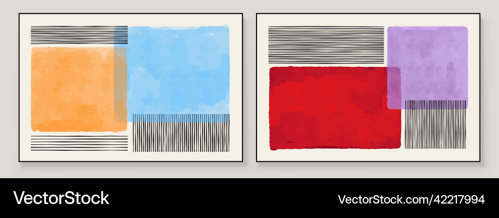 Set of abstract hand painted Royalty Free Vector Image