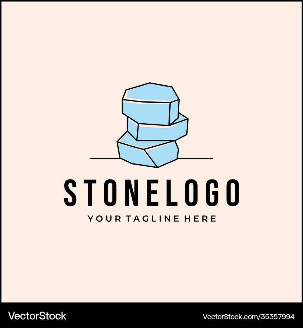 Stone logo line art minimalist template design Vector Image