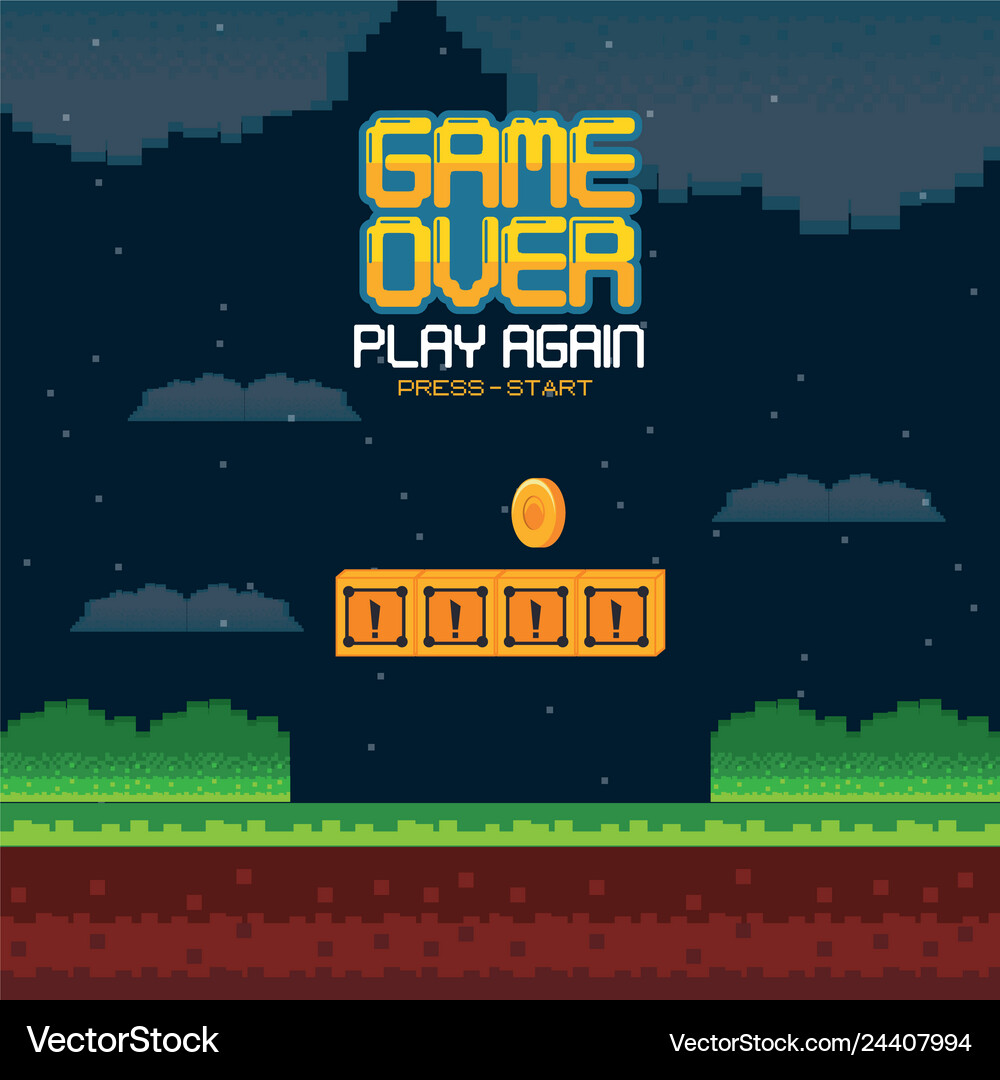 Videogame game over concept Royalty Free Vector Image