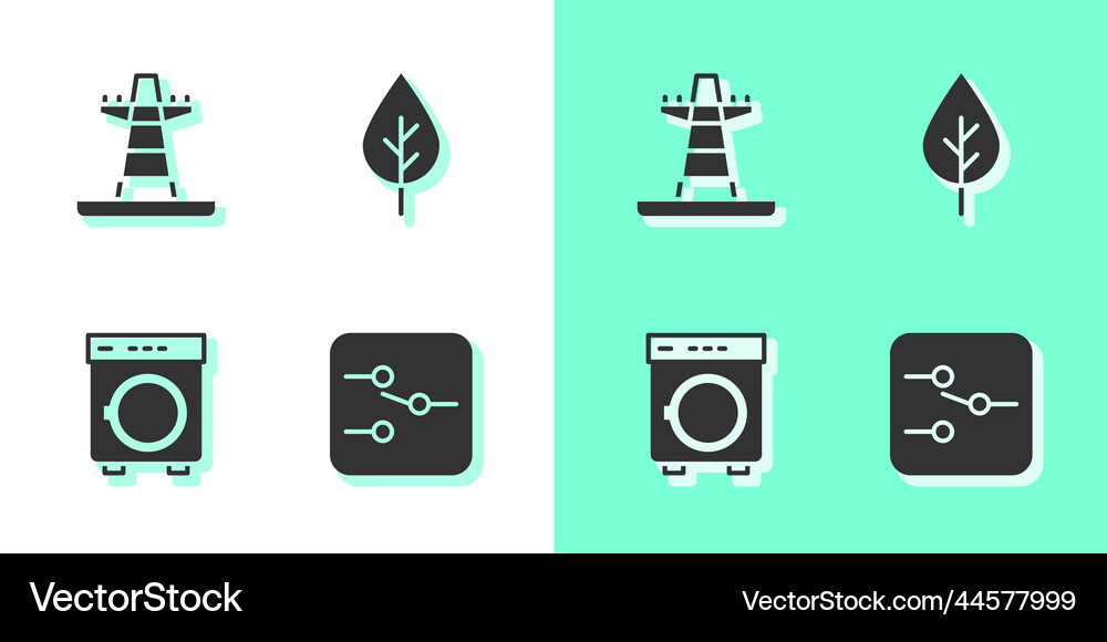 Electric Tower & Circuit Switch Icon Set Vector Image