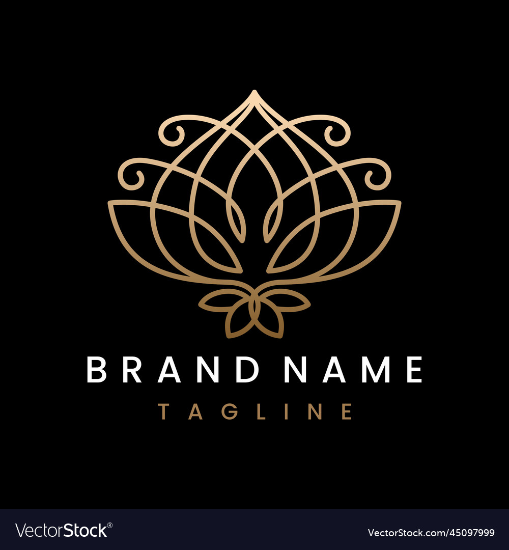 Line lotus flower logo design Royalty Free Vector Image