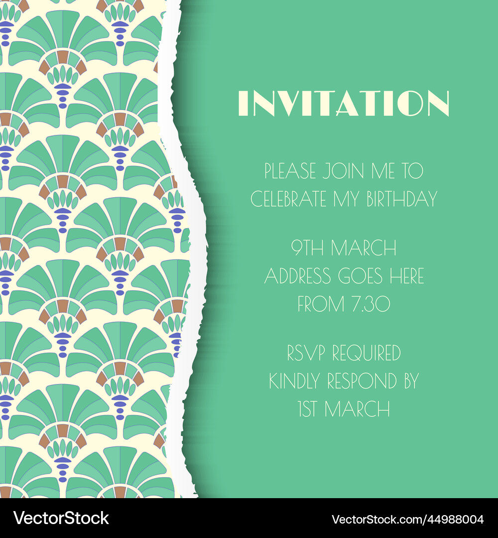 Art deco great gatsby style invitation design Vector Image