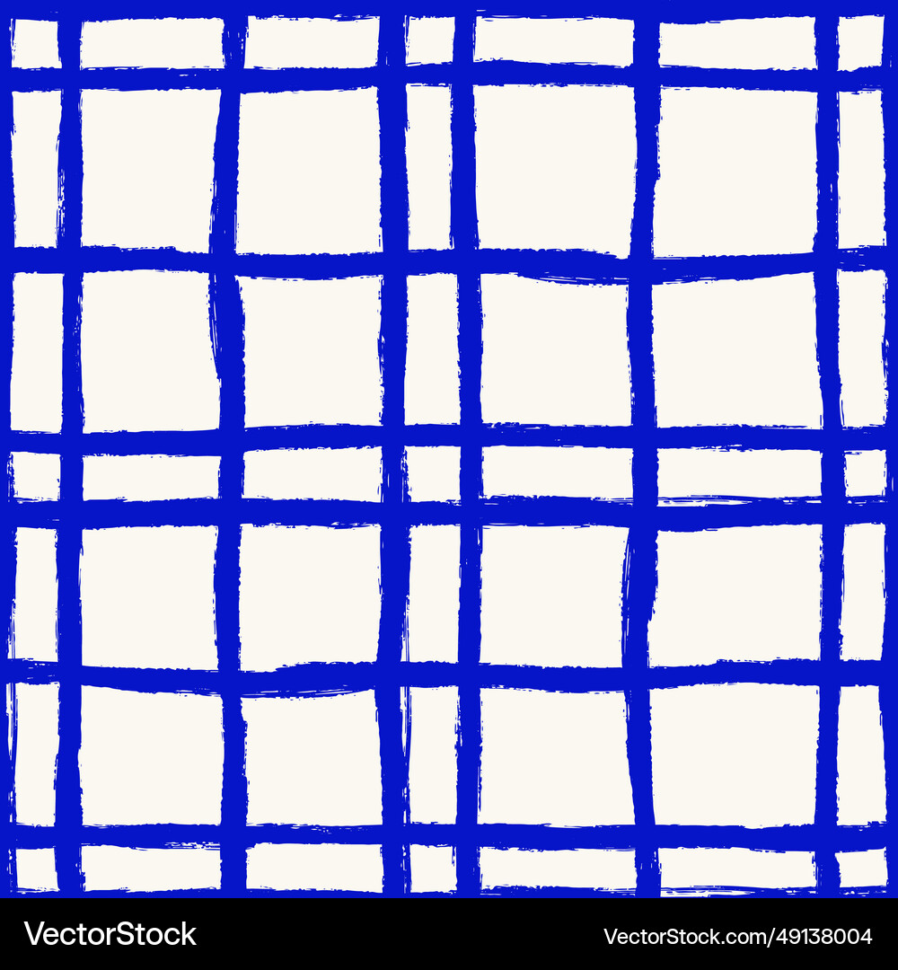 Blue naive checkered seamless pattern on white Vector Image