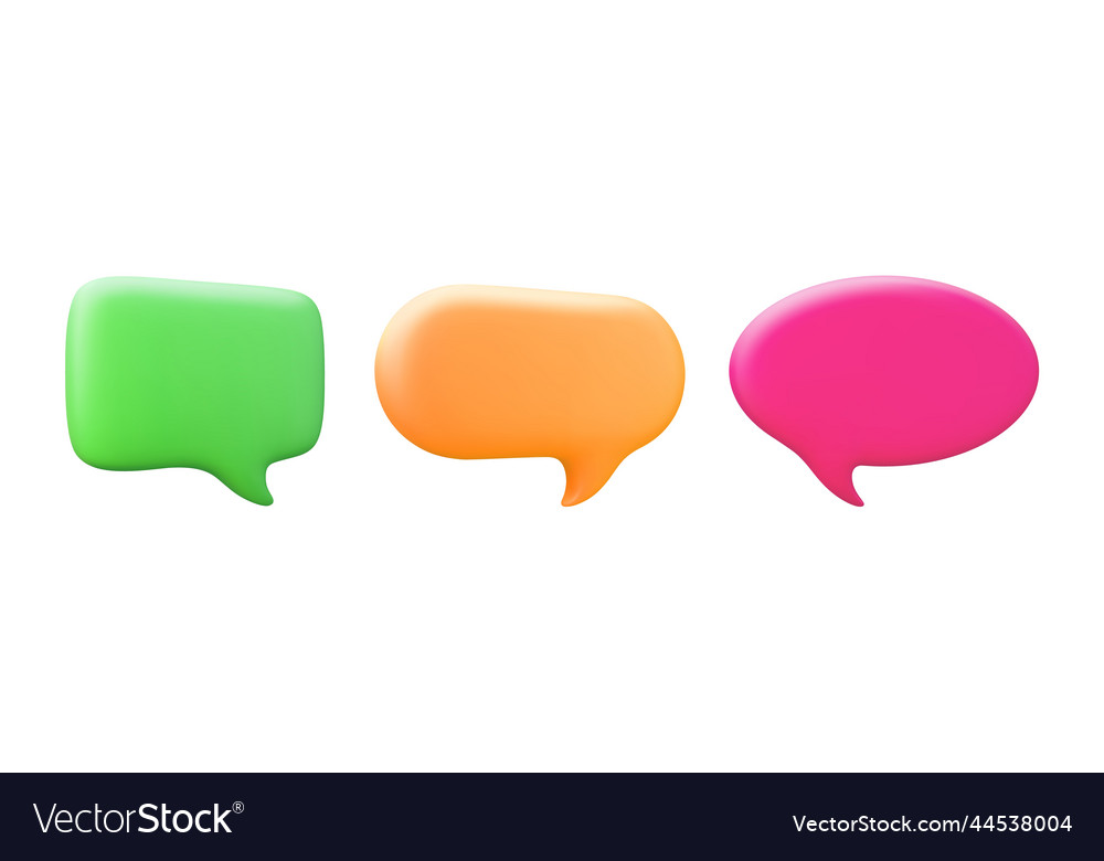 Isolated Neon 3d Speech Bubbles For Chat Text Vector Image