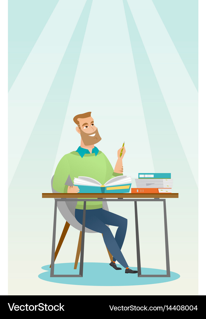 Student writing at the desk Royalty Free Vector Image