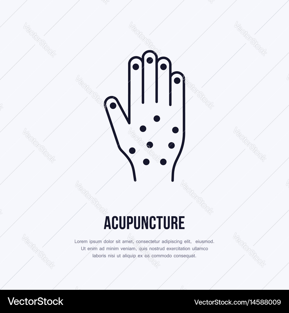 Acupuncture flat line icon logo Royalty Free Vector Image