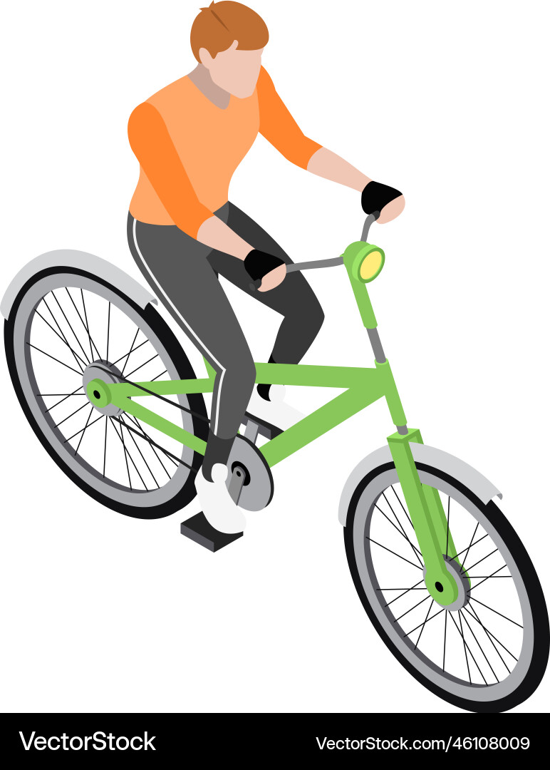 Bicycle rider isometric composition Royalty Free Vector