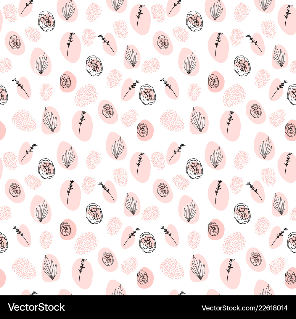 Abstract hand drawn floral doodle seamless pattern