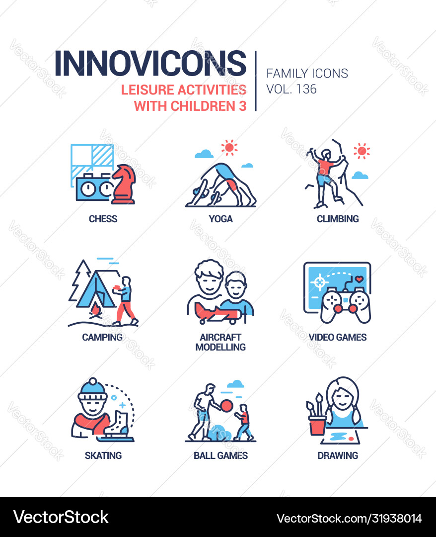 Leisure activities for children - line design Vector Image