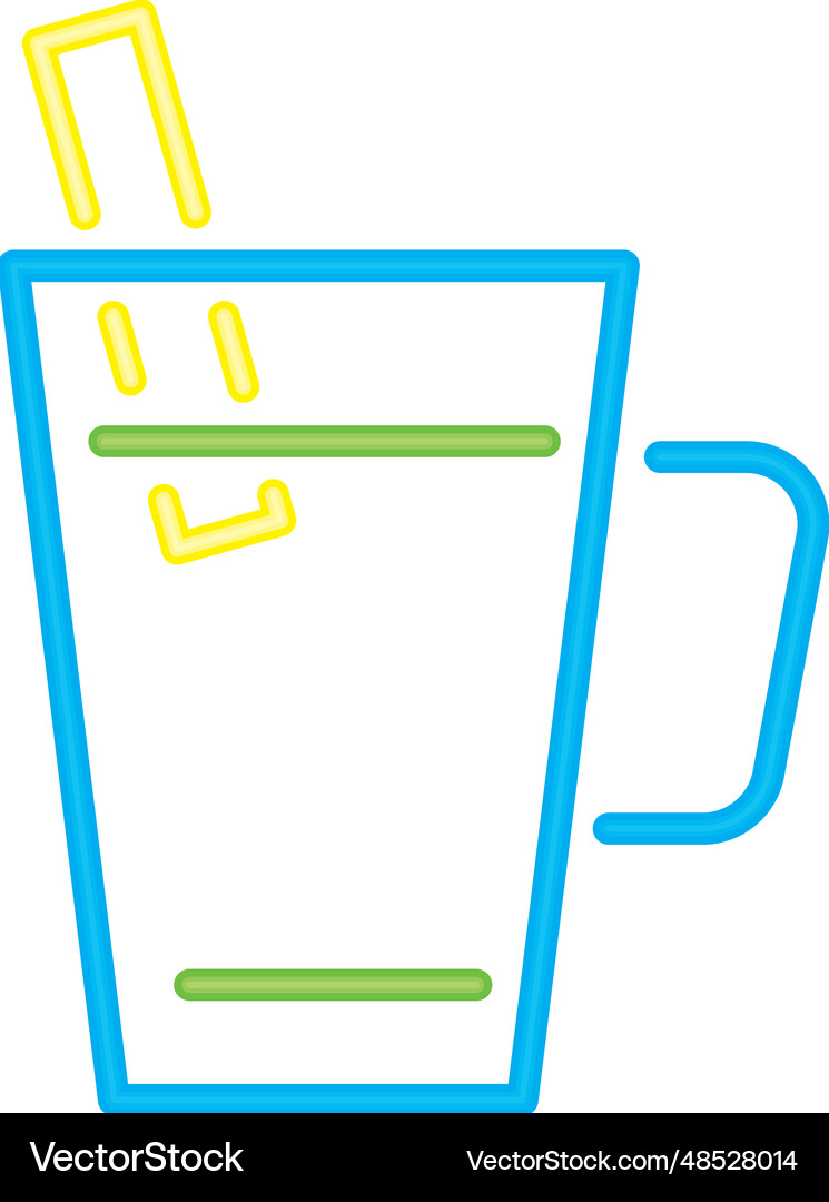 Neon cocktail blue glass Royalty Free Vector Image