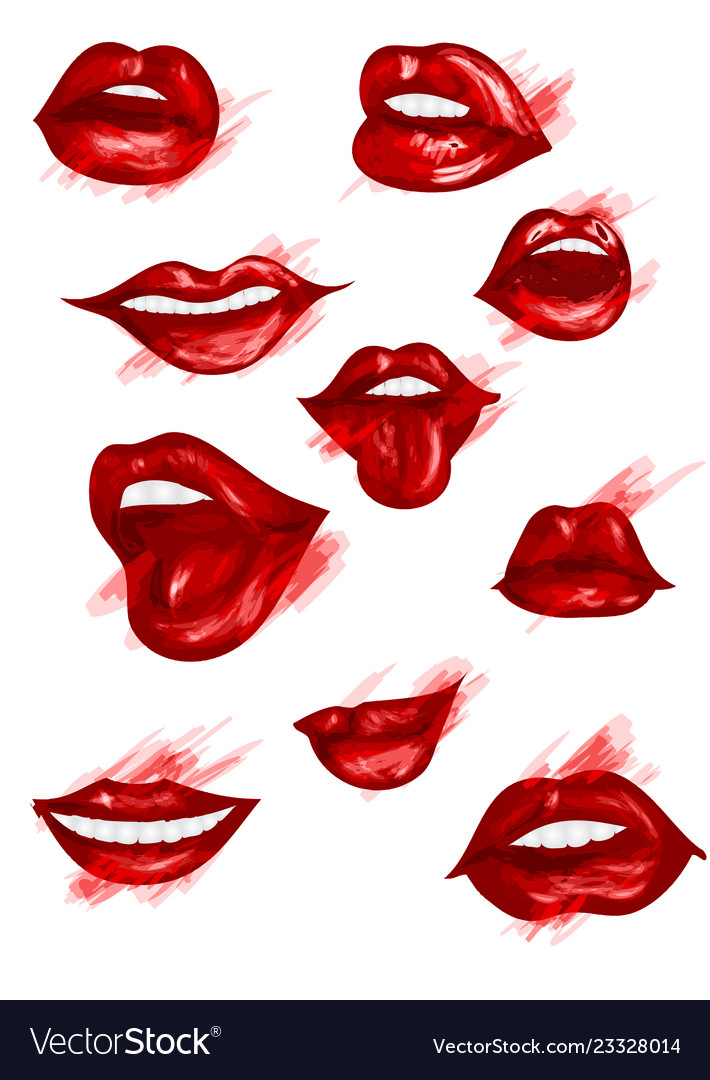 Set lips Royalty Free Vector Image - VectorStock