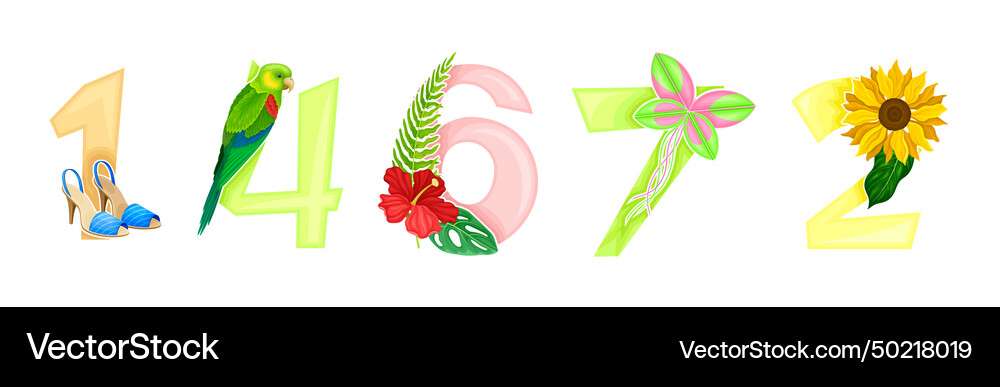 Bright summer number with sunny season attributes Vector Image