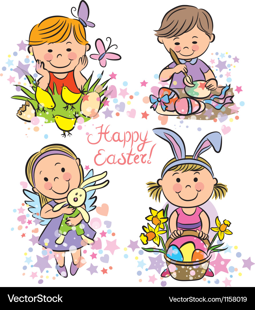 Kids celebrate Easter Royalty Free Vector Image