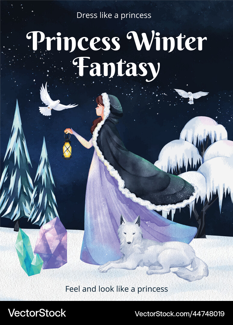 Poster template with prince winter fantasy Vector Image