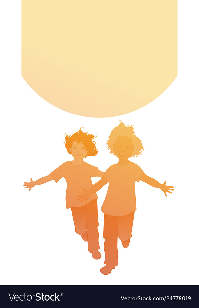 Silhouettes two happy boys running with open Vector Image Silhouettes two happy boys running with open Vector Image