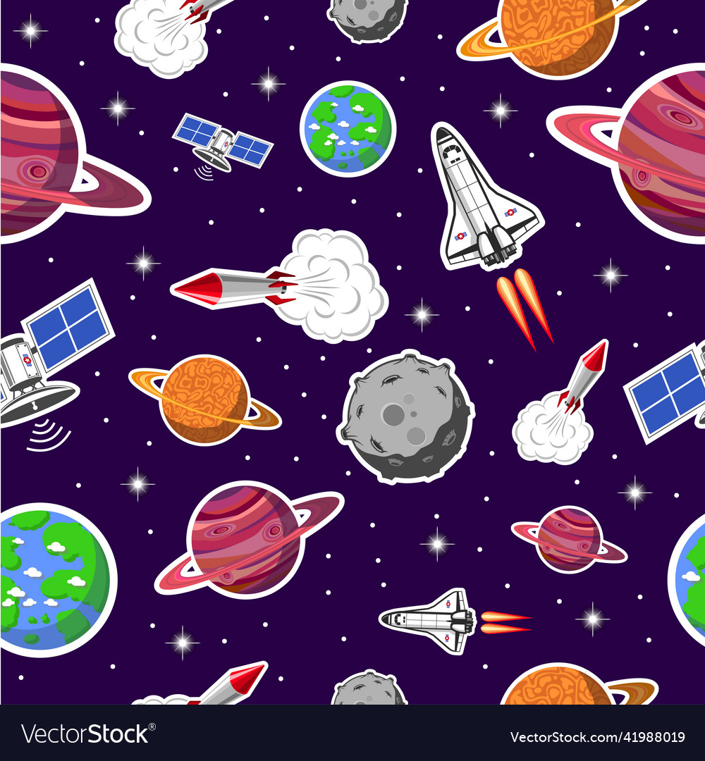 Space seamless pattern Royalty Free Vector Image