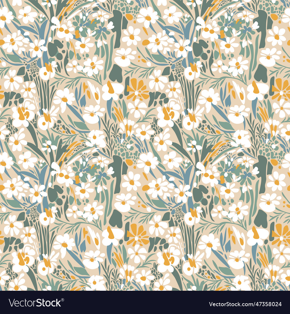 Abstract seamless floral pattern of white flowers Vector Image