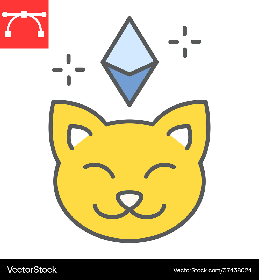 Crypto kitty color line icon Royalty Free Vector Image