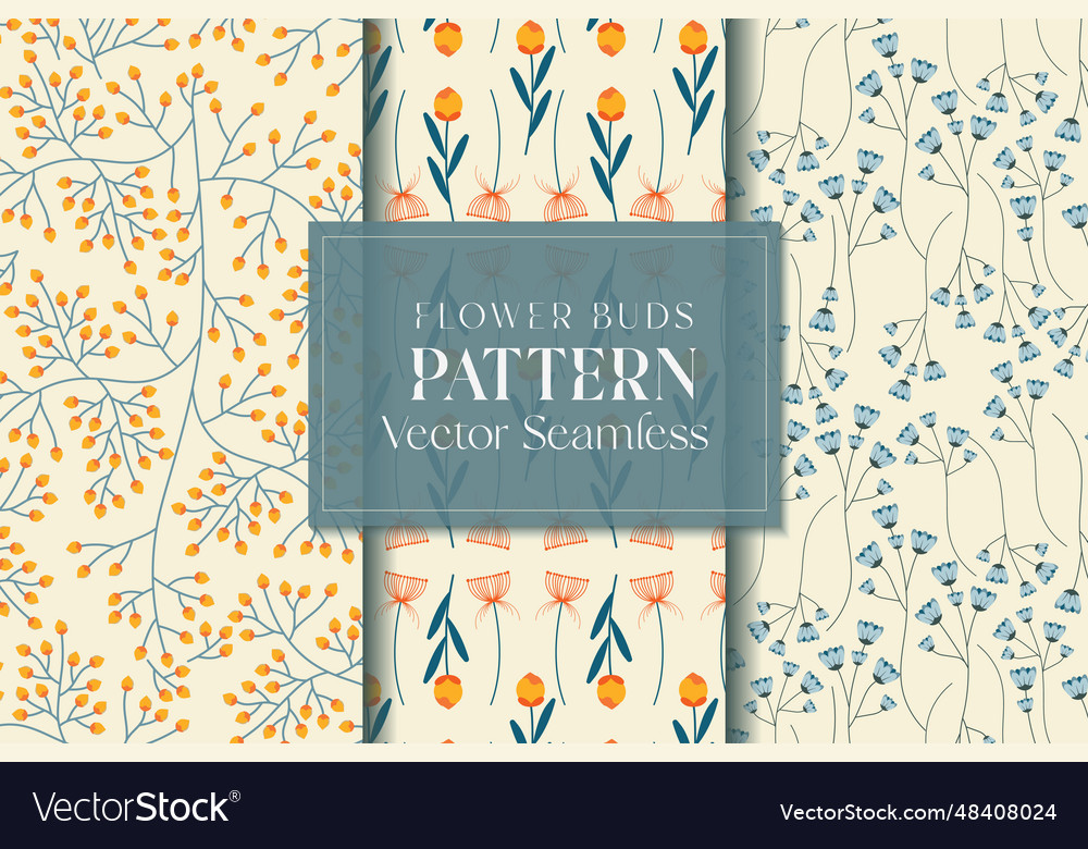 Flower buds pattern set Royalty Free Vector Image