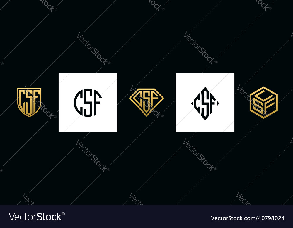 Initial letters csf logo designs bundle Royalty Free Vector