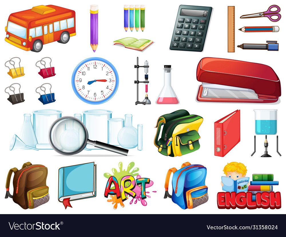 Set study objects Royalty Free Vector Image - VectorStock