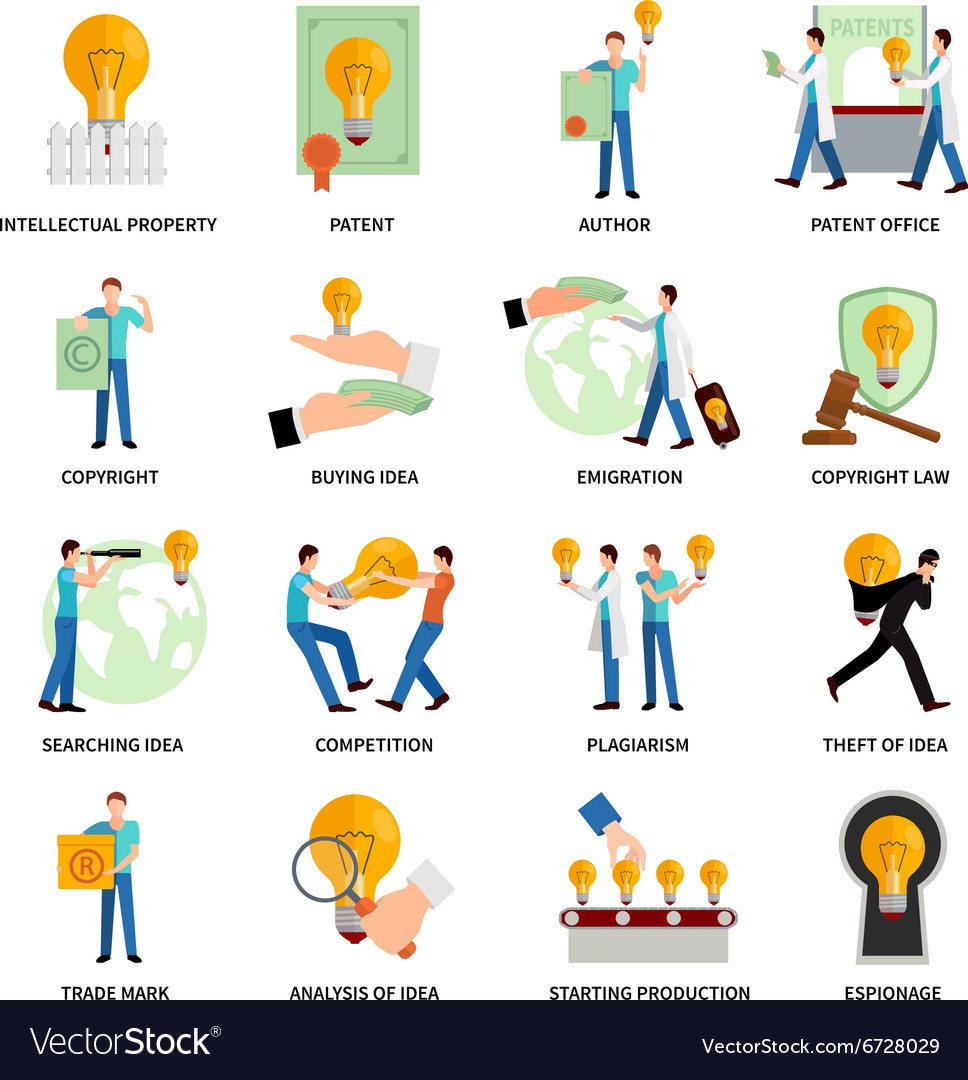 Intellectual property icons Royalty Free Vector Image