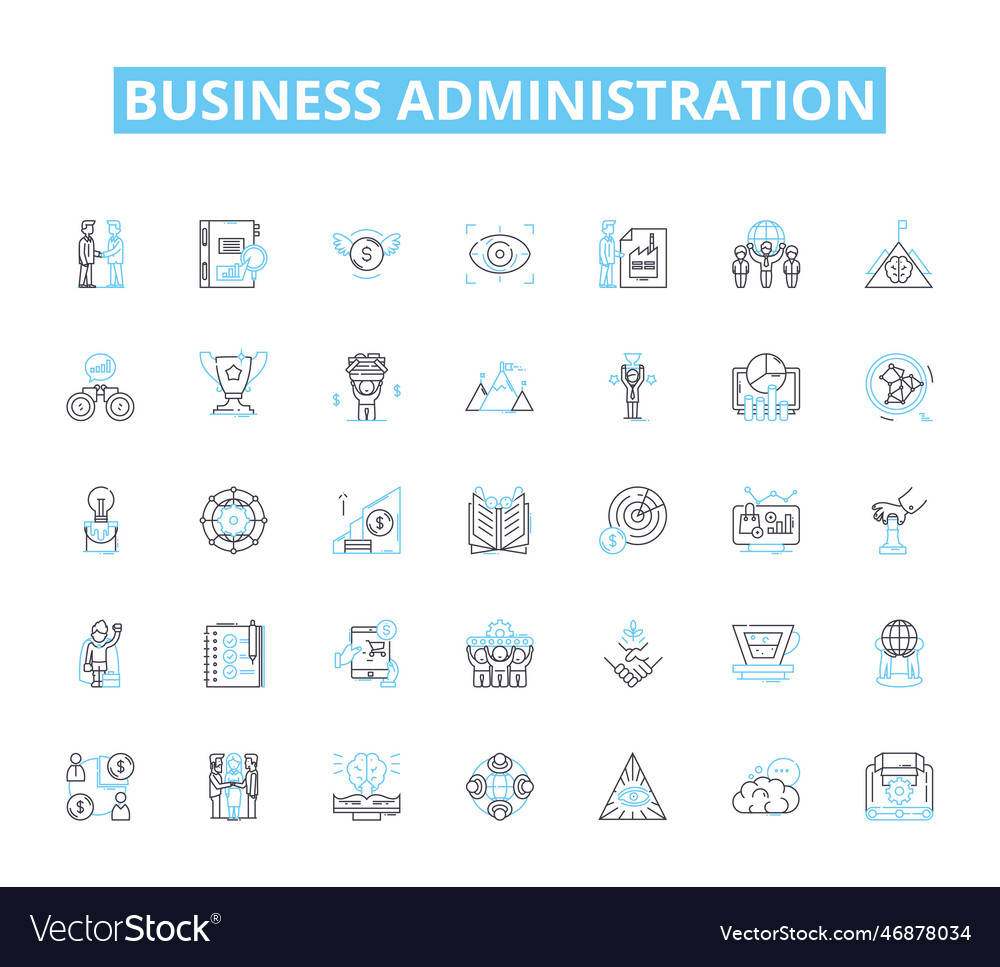 Business administration linear icons set Vector Image