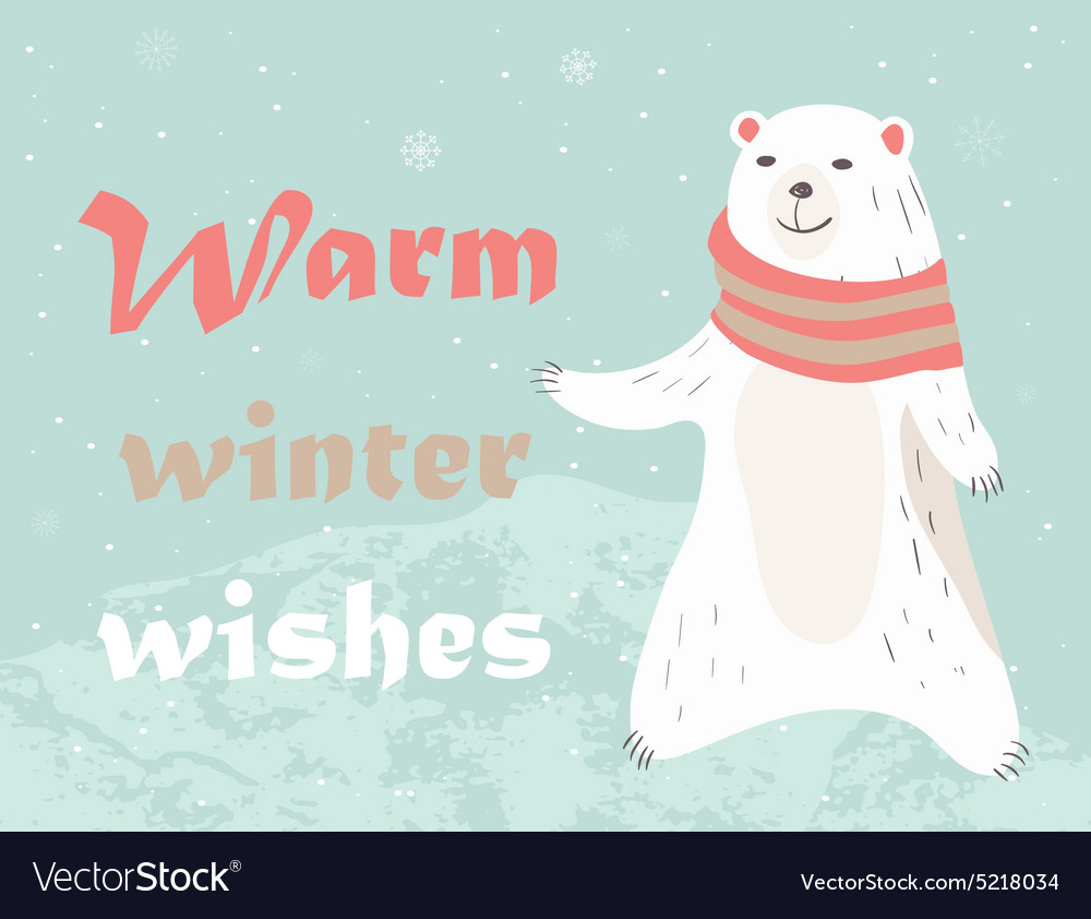Christmas Card With Polar Bear Royalty Free Vector Image