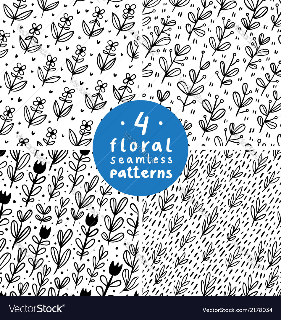 Flower fields patterns set Royalty Free Vector Image