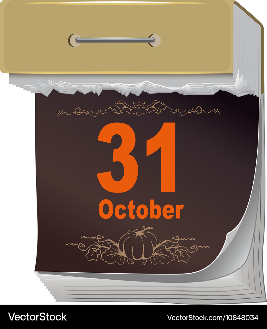 October 31 halloween black sheet tear off Vector Image