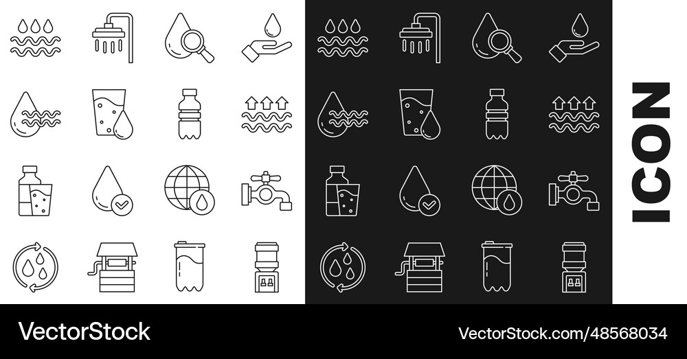 Set line water cooler tap waves Royalty Free Vector Image