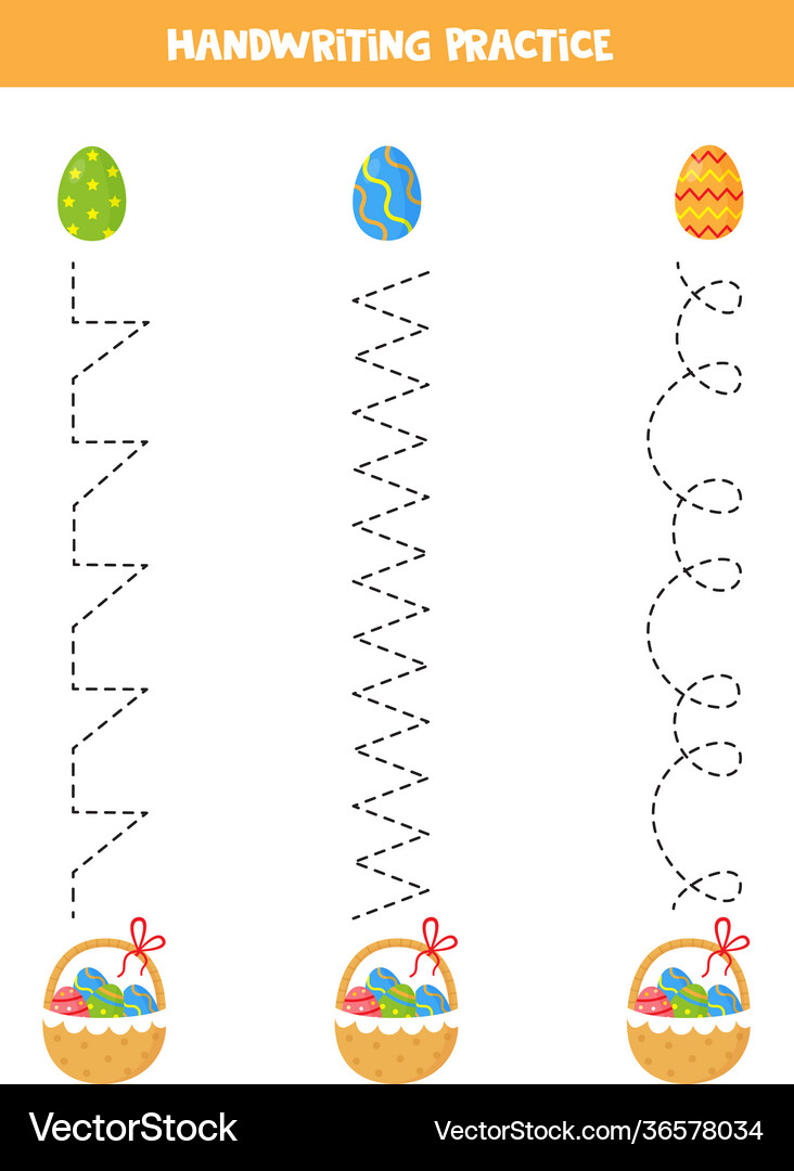 Trace lines with cartoon easter eggs Royalty Free Vector