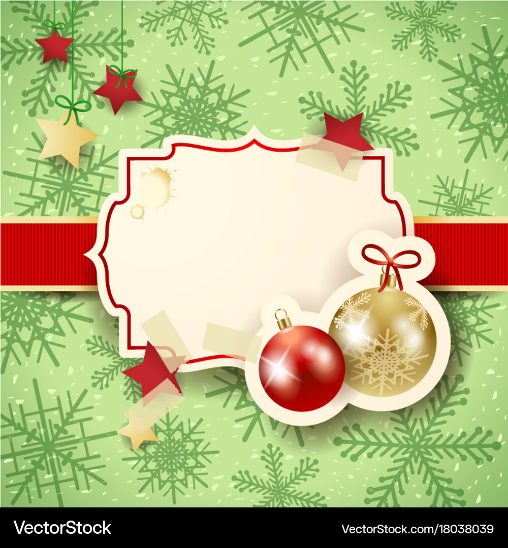 Christmas with label and baubles Royalty Free Vector Image
