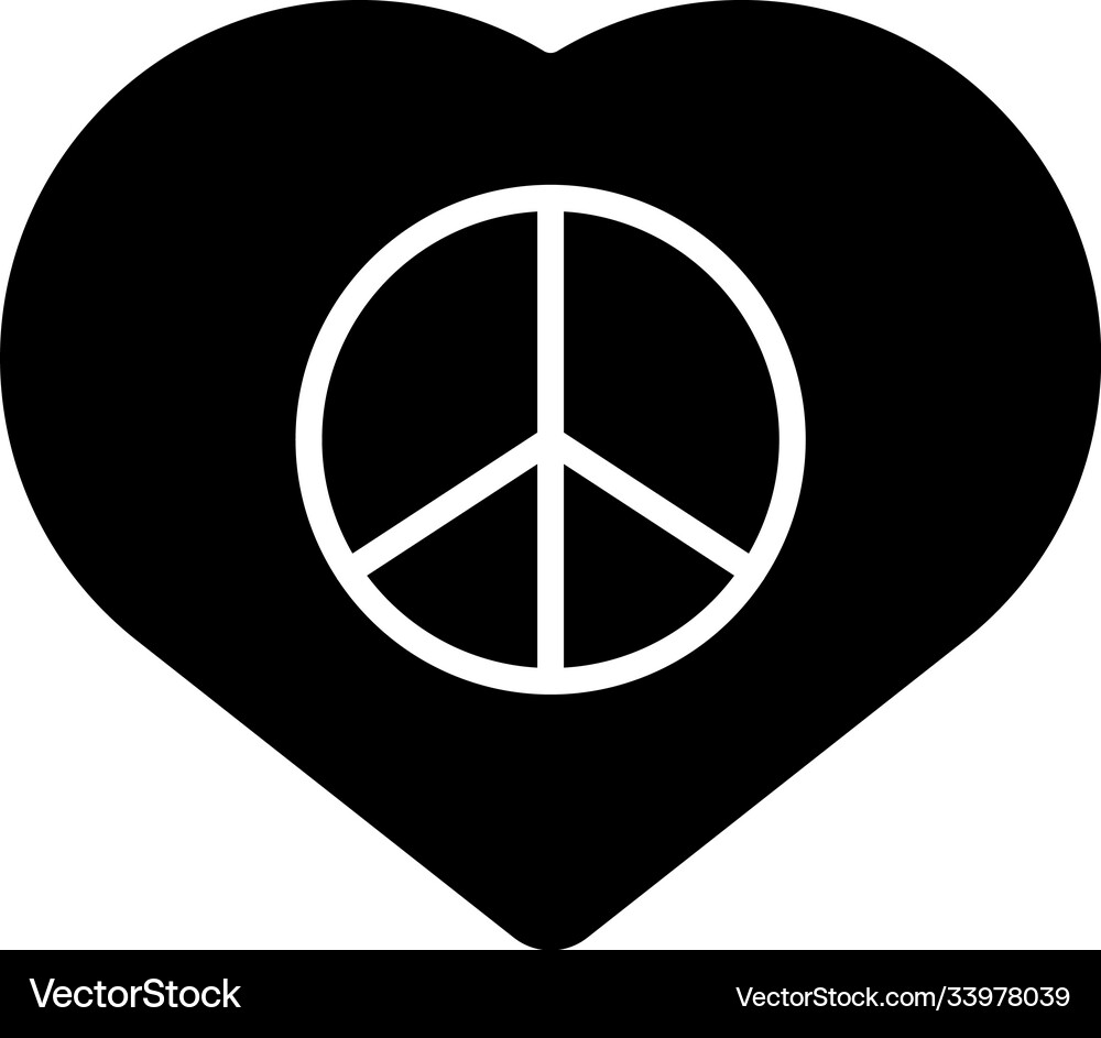 Heart with peace symbol silhouette style icon Vector Image