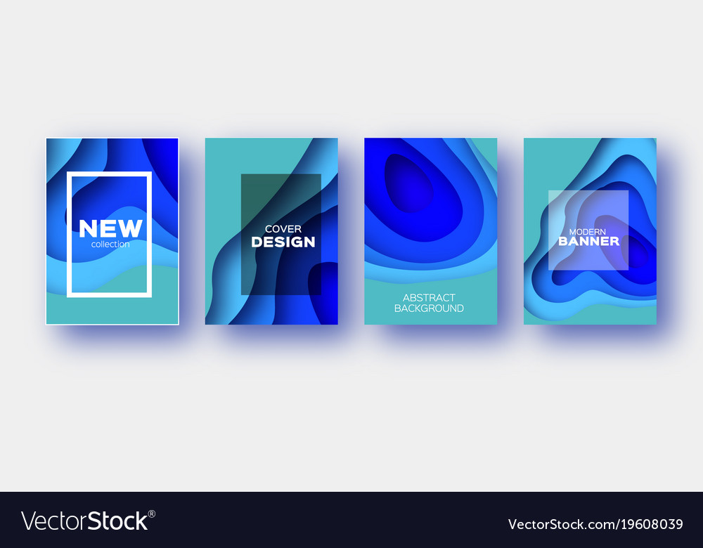 Neon blue paper cut wave shapes layered curve Vector Image Neon blue paper cut wave shapes layered curve Vector Image
