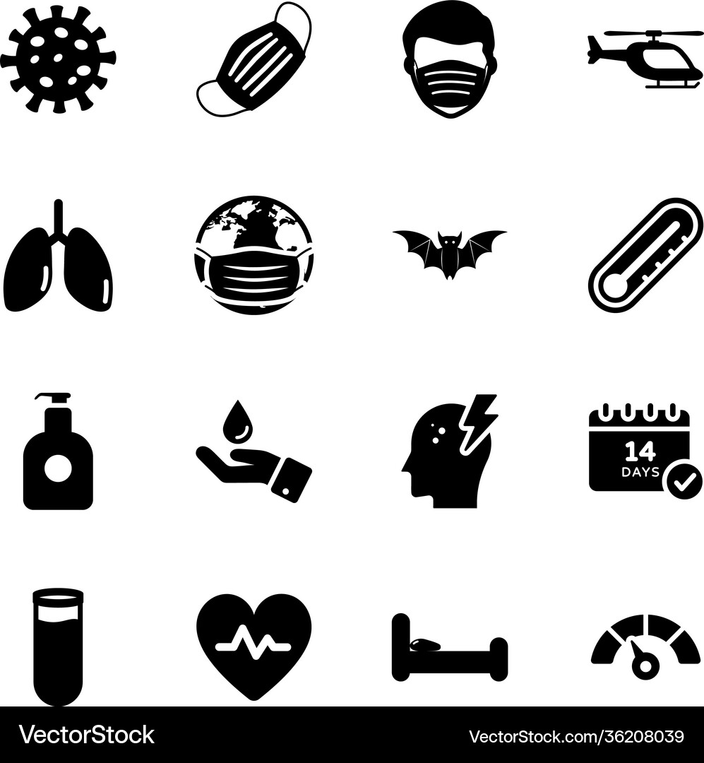 Pack corona solid icons Royalty Free Vector Image