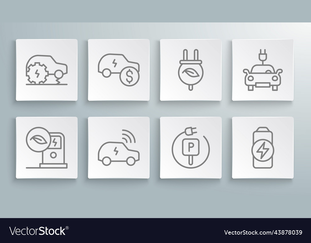 Set line electric car charging station price Vector Image Set line electric car charging station price Vector Image