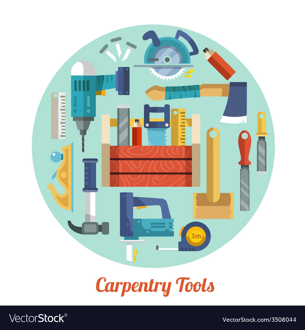 Carpentry tools set Royalty Free Vector Image - VectorStock