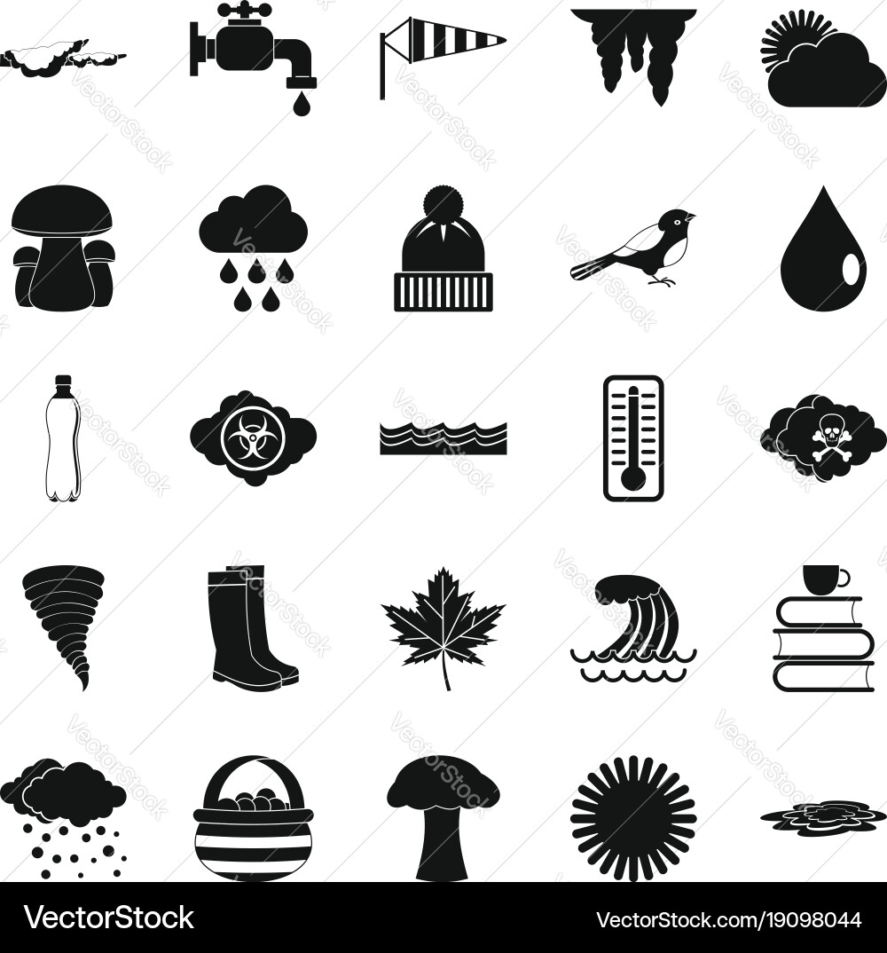 Haziness icons set simple style Royalty Free Vector Image