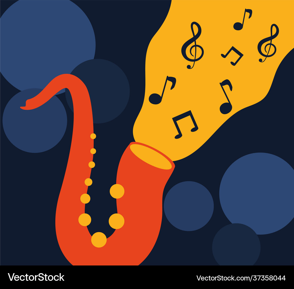 Saxophone and musical notes Royalty Free Vector Image