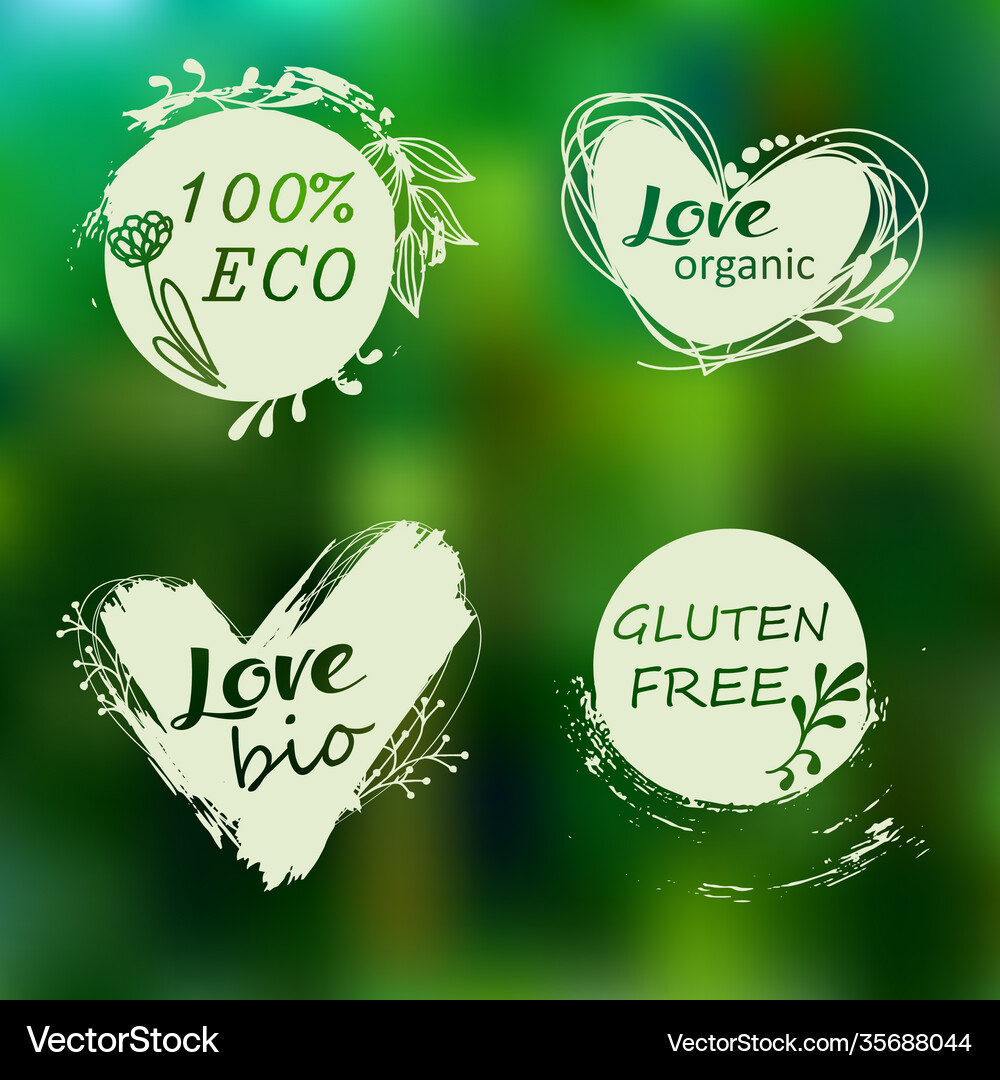 Set logos icons design elements natural food Vector Image